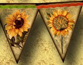 Sunflowers pennants/flags/garland/bunting/banner-rustic - Etsy