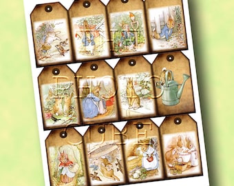 Peter Rabbit Vintage Art Hang/gift Tags/labels-instant | Etsy