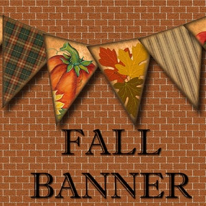 Fall Bunting Flags- Primitive Autumn Banner- Instant Download ...