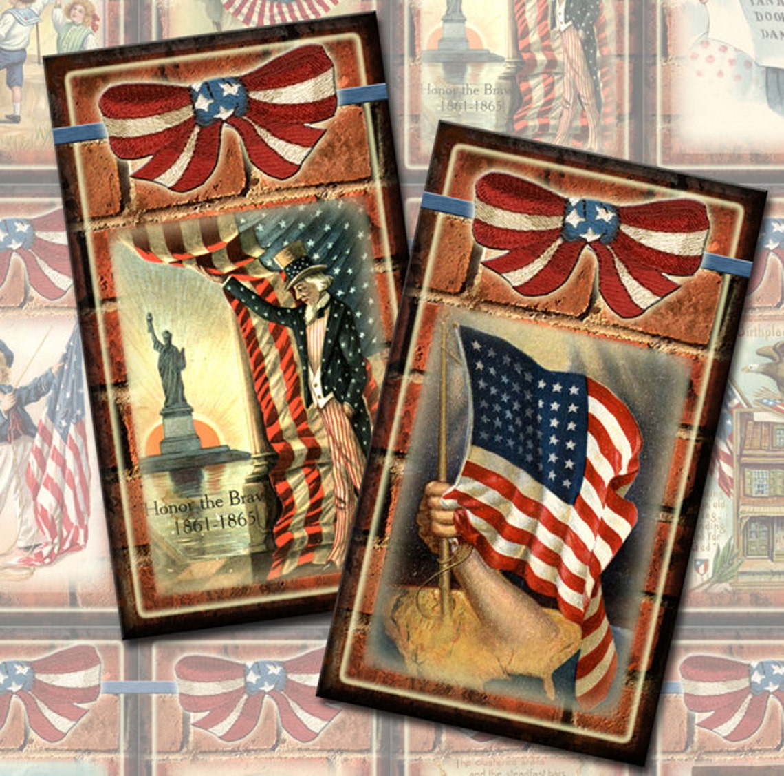 Patriotic Americana Rustic Vintage Art Hang/gift Tags-god - Etsy