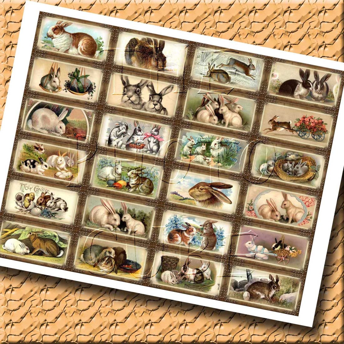 Bunny RABBITS-24 Vintage Art Mini Gift/hang Tags/labels - Etsy