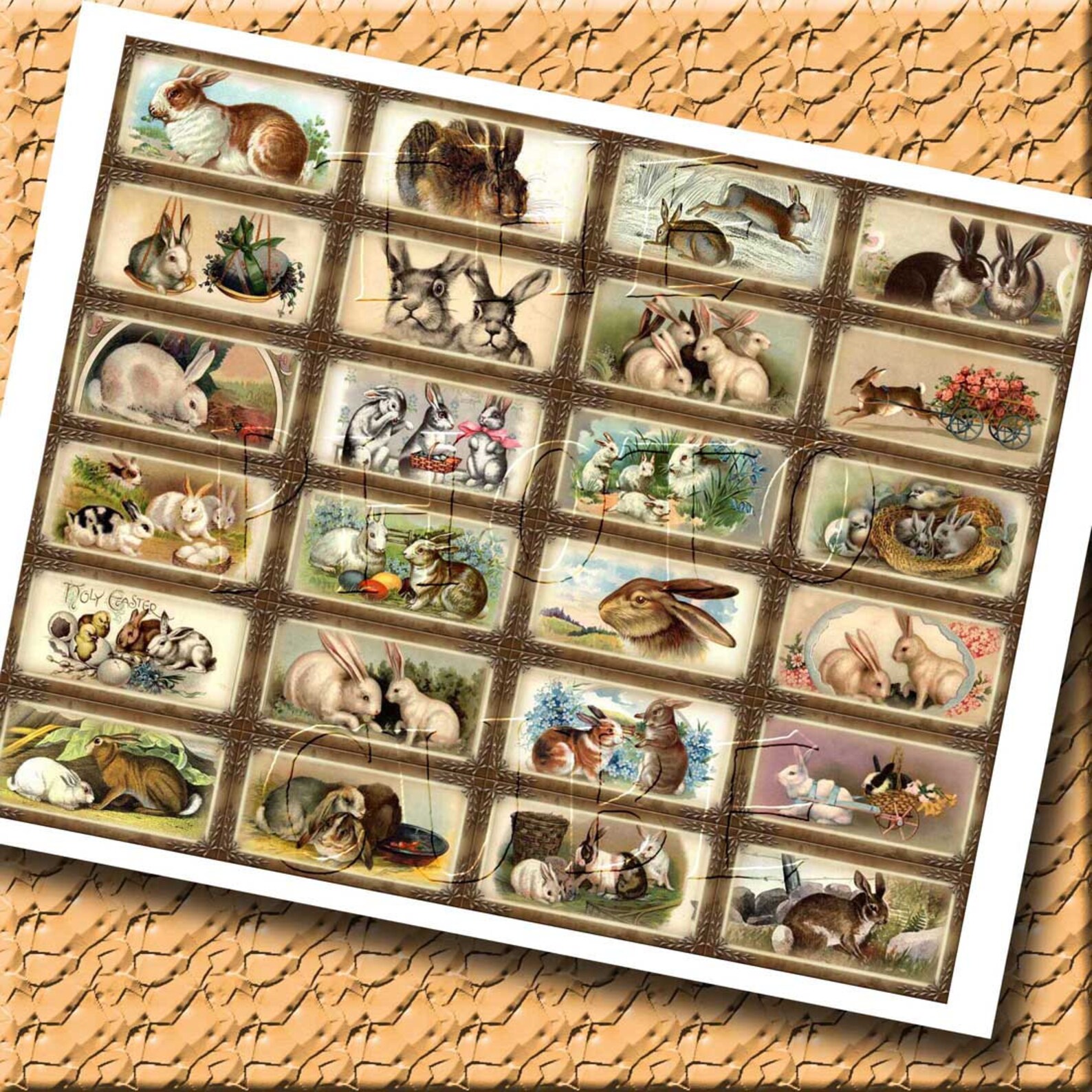 Bunny RABBITS-24 Vintage Art Mini Gift/hang Tags/labels | Etsy