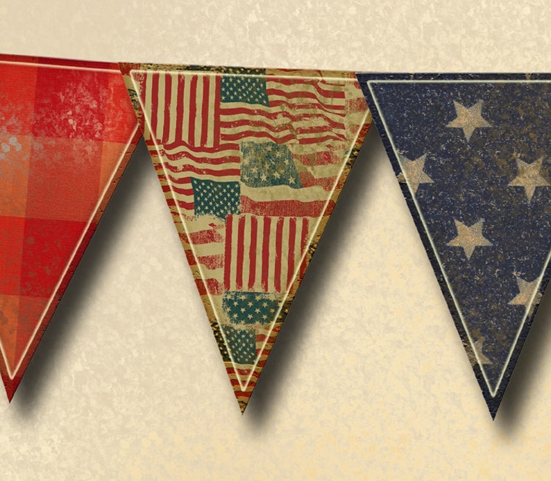 Primitive Patriotic Americana Banner Rustic Grunge Flags - Etsy