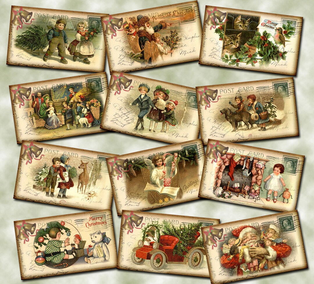 Christmas Holiday Postcard Vintage Hang/gift Tags santa - Etsy