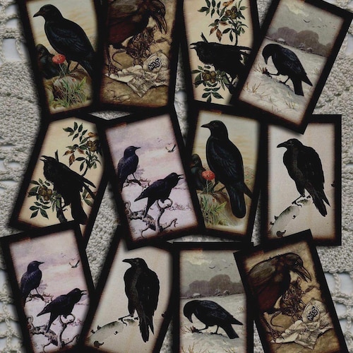 Primitive Crow Raven Vintage Art Hang/gift Tags/cards/labels - Etsy