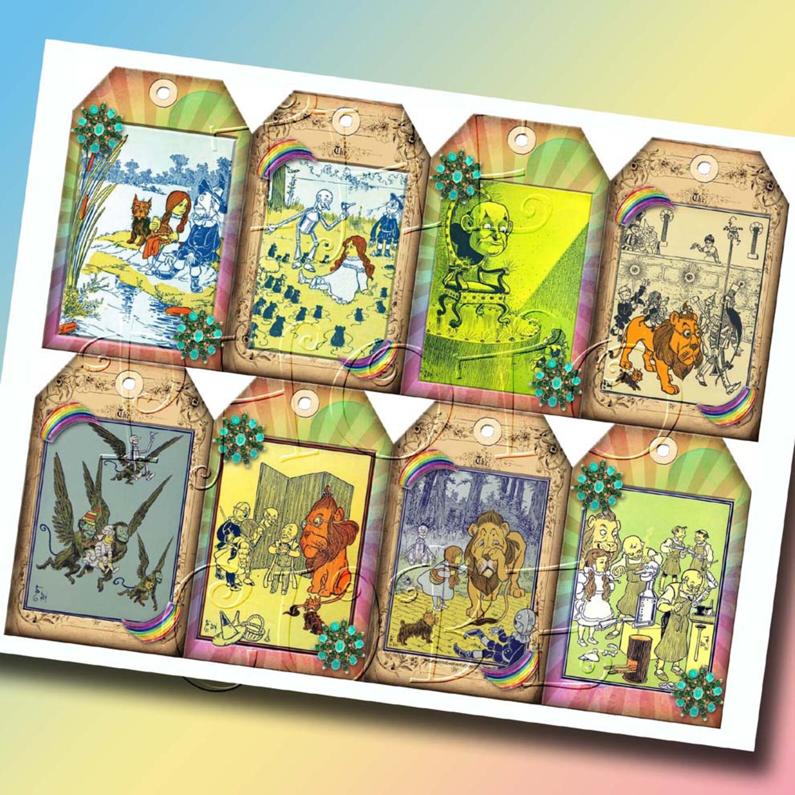 Wizard of OZ Vintage Art Hang/gift Tags/labels-follow the | Etsy