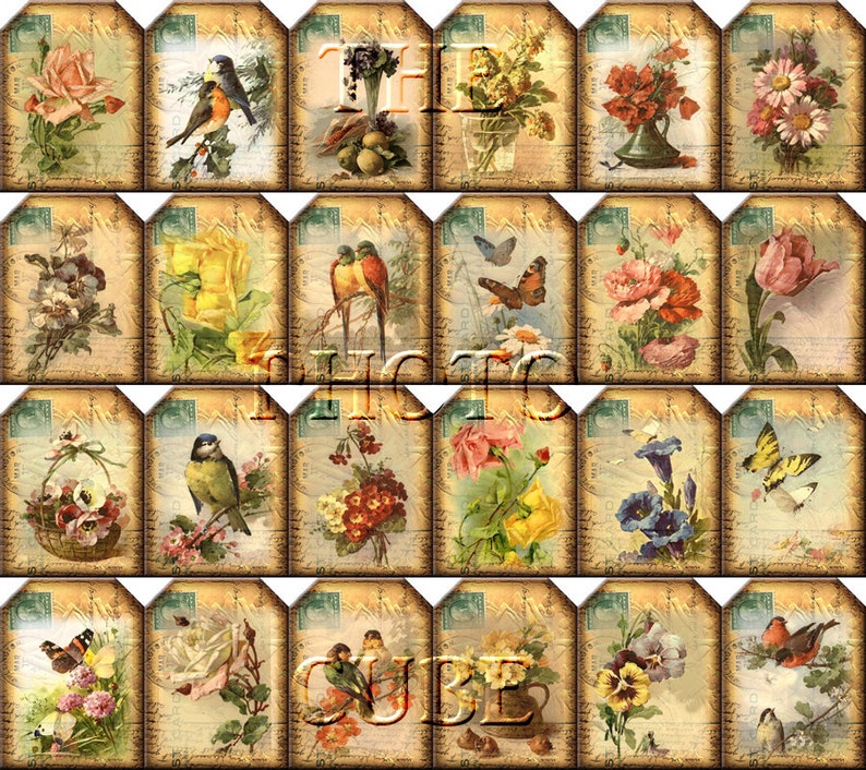 Mini Postcard charming Vintage Graphics Hang/gift - Etsy