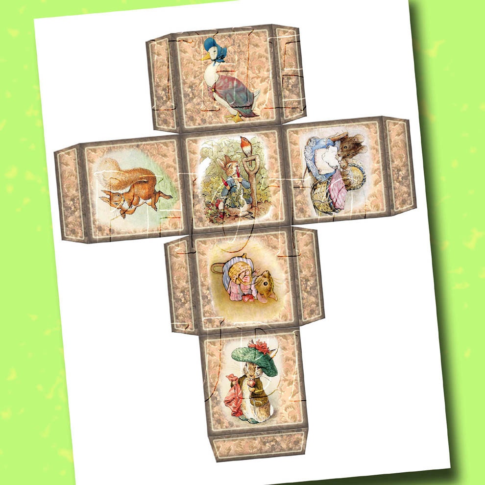 Beatrix Potter Illustrations -story Book Decorative Cube/box Template ...