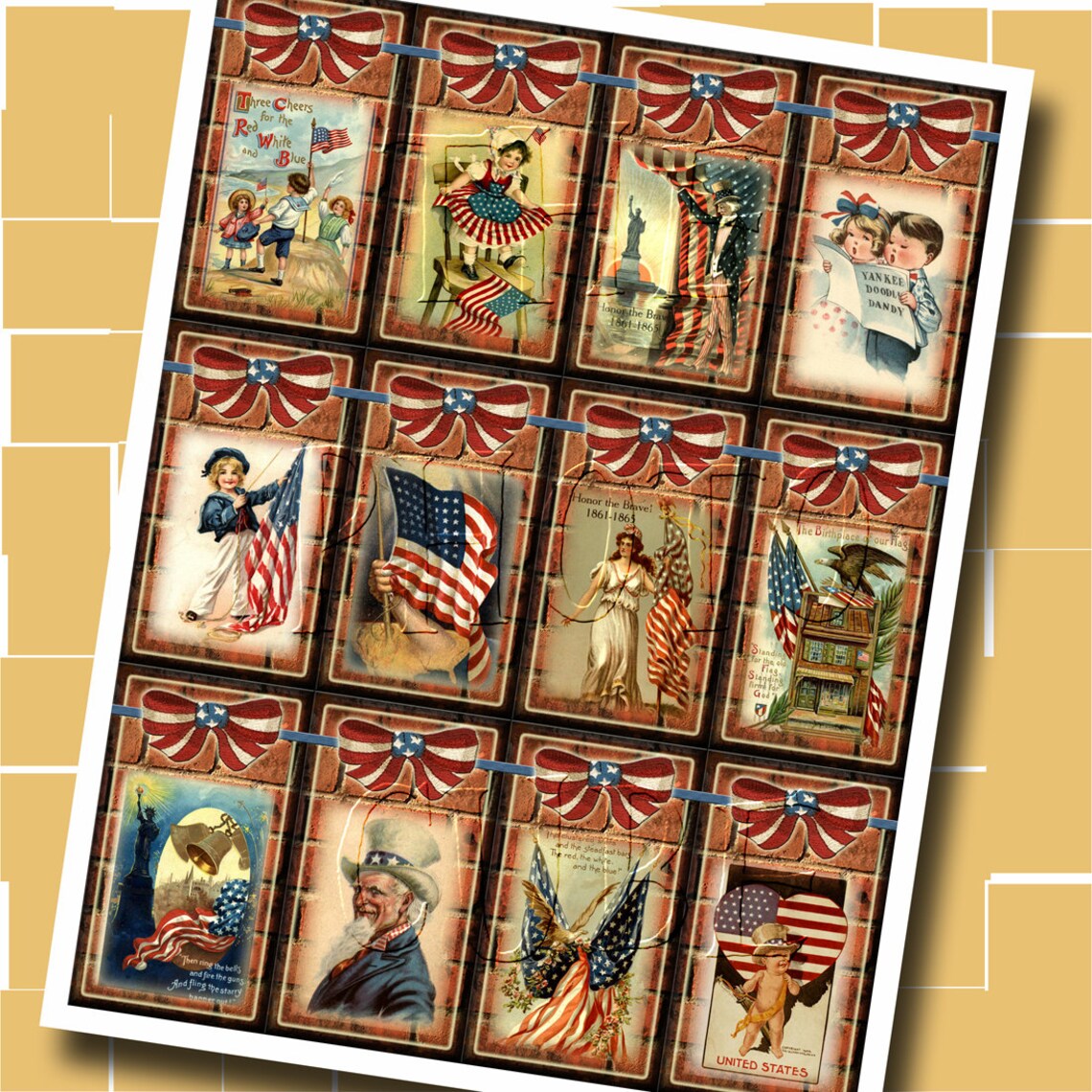 Patriotic Americana Rustic Vintage Art Hang/gift Tags-god - Etsy