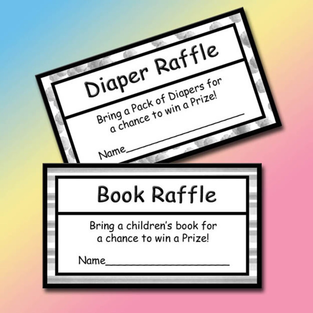 Diaper/nappy and Book Raffle Tickets-baby Shower Supplies -instant ...