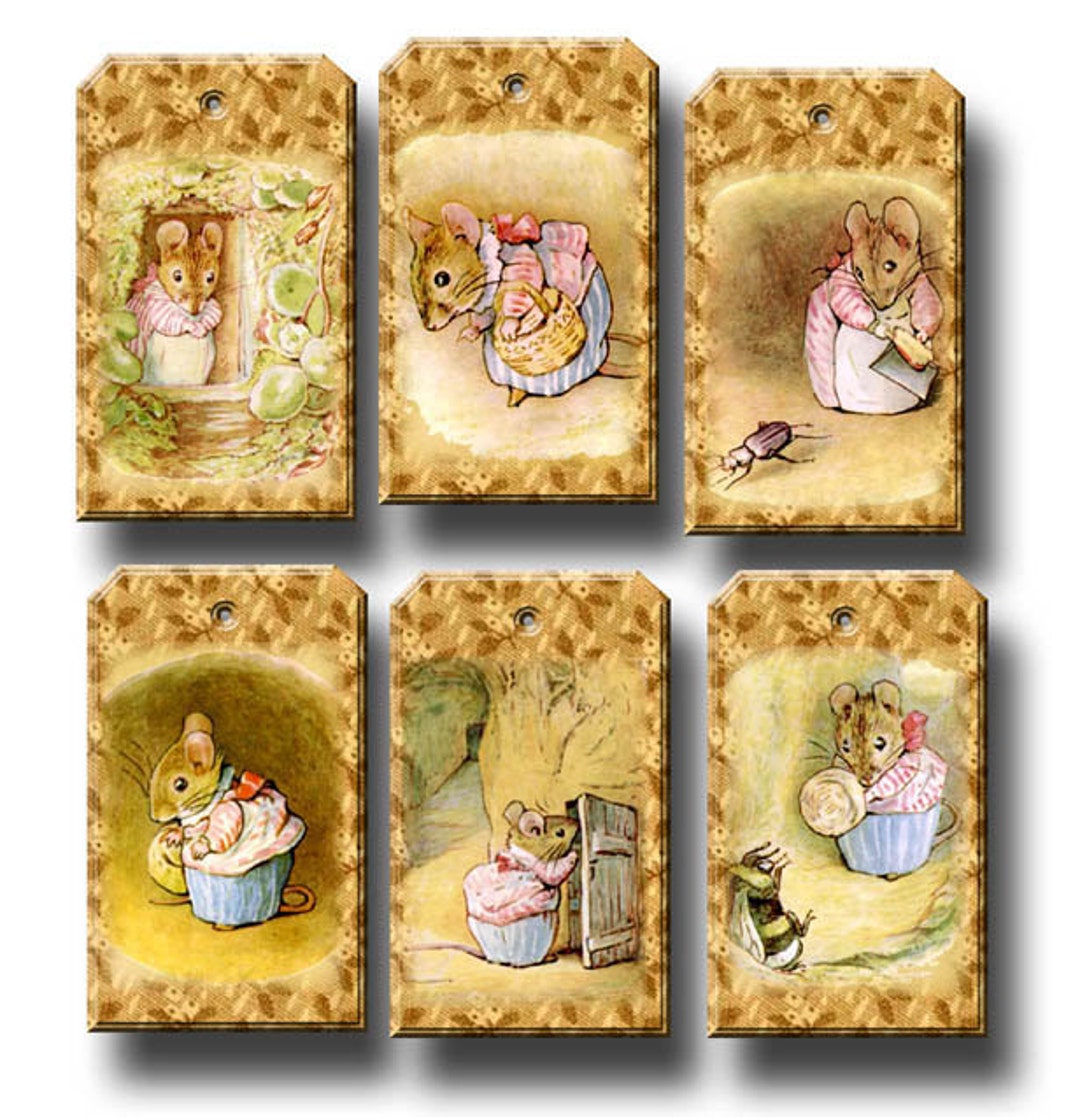 Miss Tittlemouse-delightful Story Time Art Hang/gift Tags/cards/labels ...