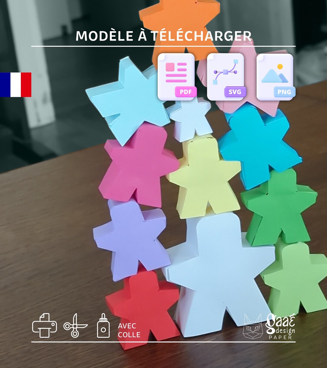 Papercraft Model 3D Meeple Sculpture, Decoration Board Game Atmosphere ...