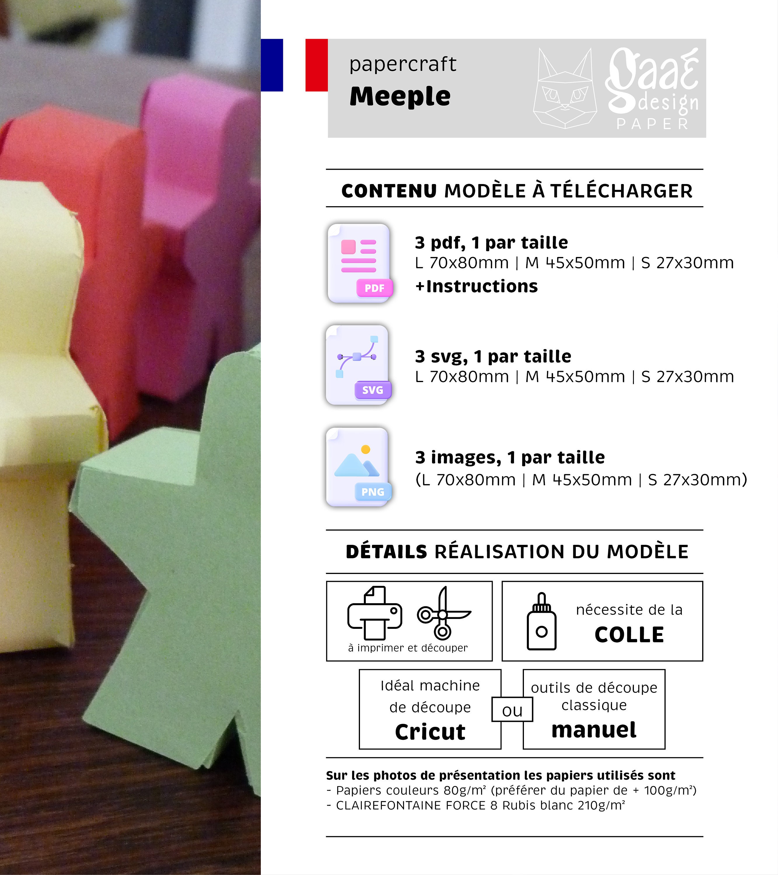 Papercraft Model 3D Meeple Sculpture, Decoration for Board Games, Role ...