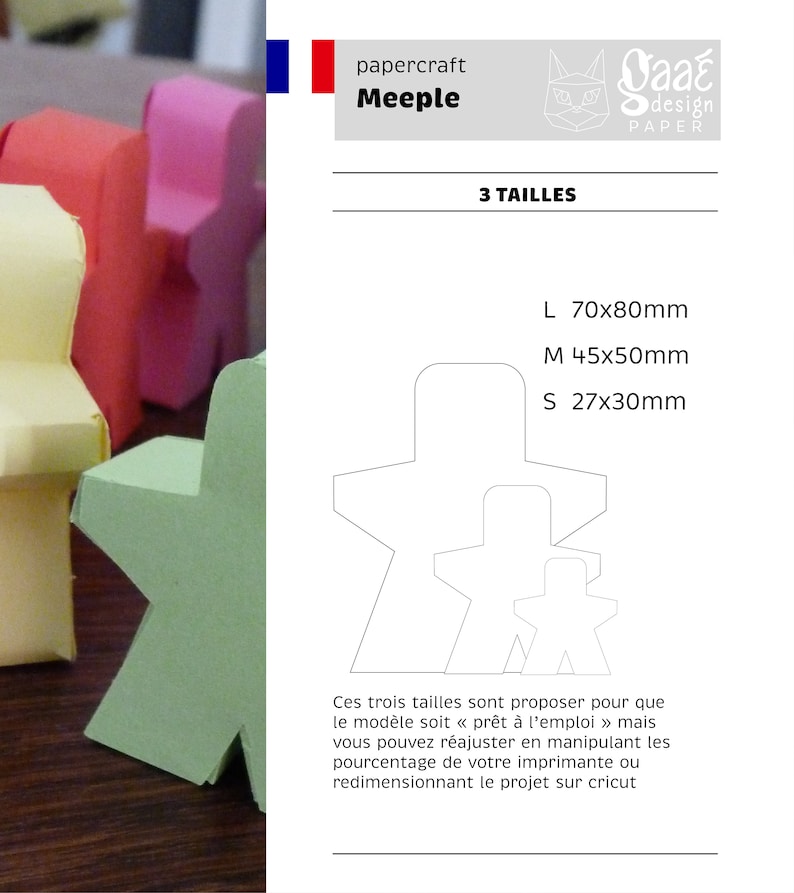 Papercraft Model 3D Meeple Sculpture, Decoration for Board Games, Role ...