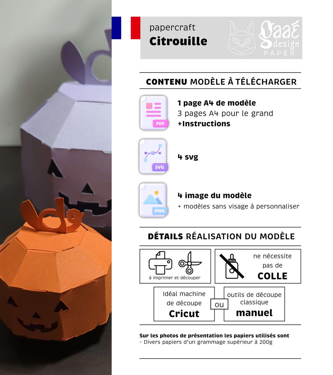 Easy to Assemble Pumpkin Papercraft – No Glue Halloween Model - Etsy