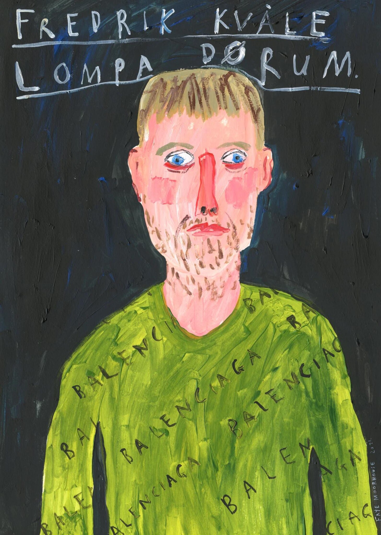 Original Hand-painted Wonky Human Portrait by Faye Moorhouse - Etsy