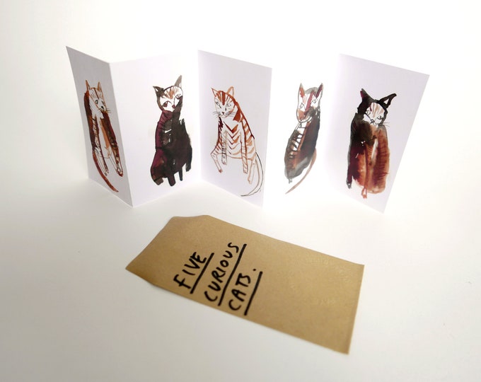 Mini Cat Zine Concertina Book || FIVE CURIOUS CATS - Etsy