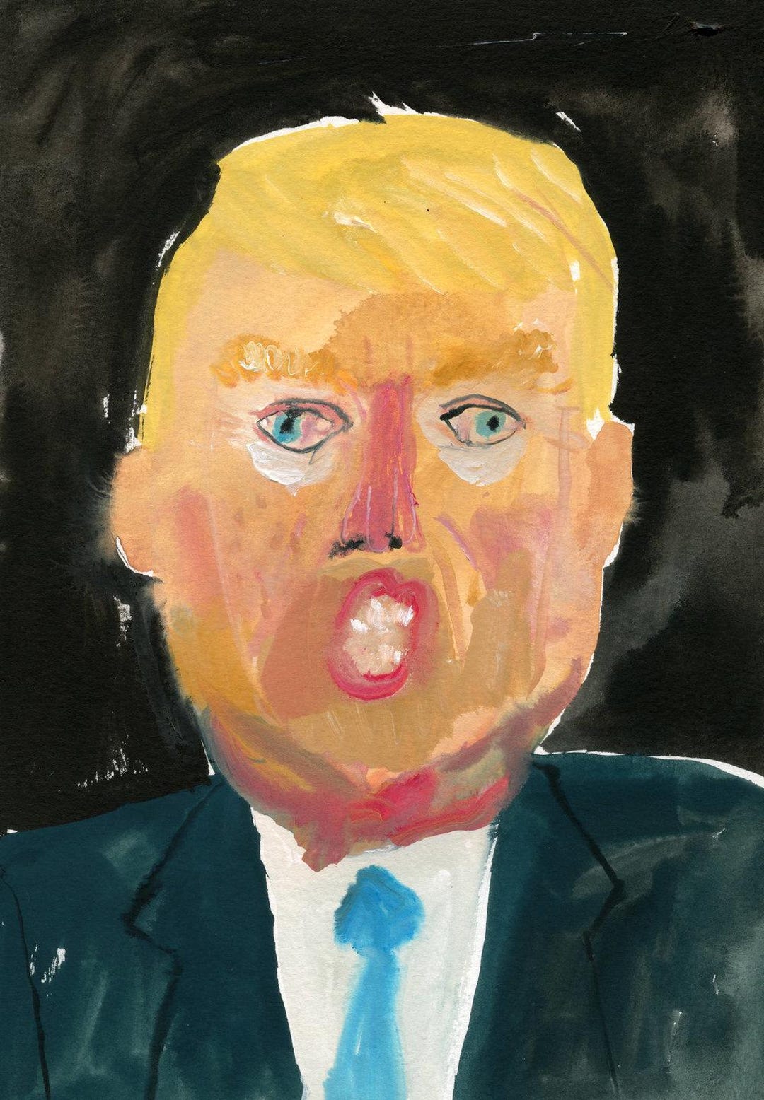 Original Hand-painted Wonky Human Portrait by Faye Moorhouse - Etsy