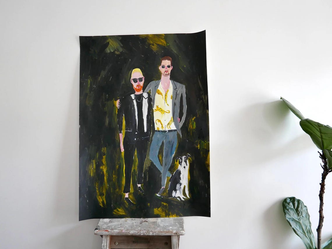Original Hand-painted Wonky Human Portrait by Faye Moorhouse - Etsy