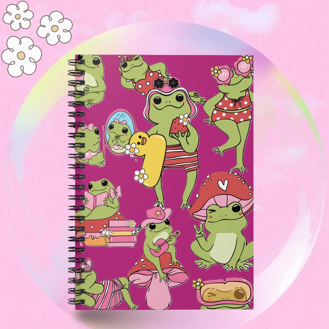 Kawaii Frog Notebook – Cute & Girly Spiral Journal With Aesthetic Frogs ...