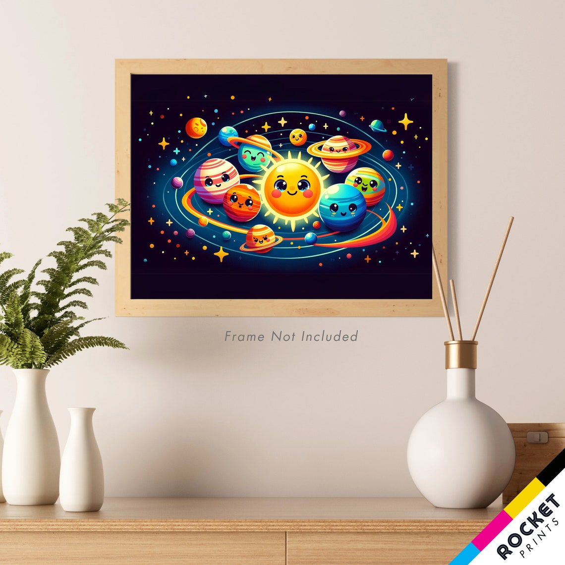 Playful Smiling Cartoon Planet Poster for Kids' Room – Colorful Solar ...