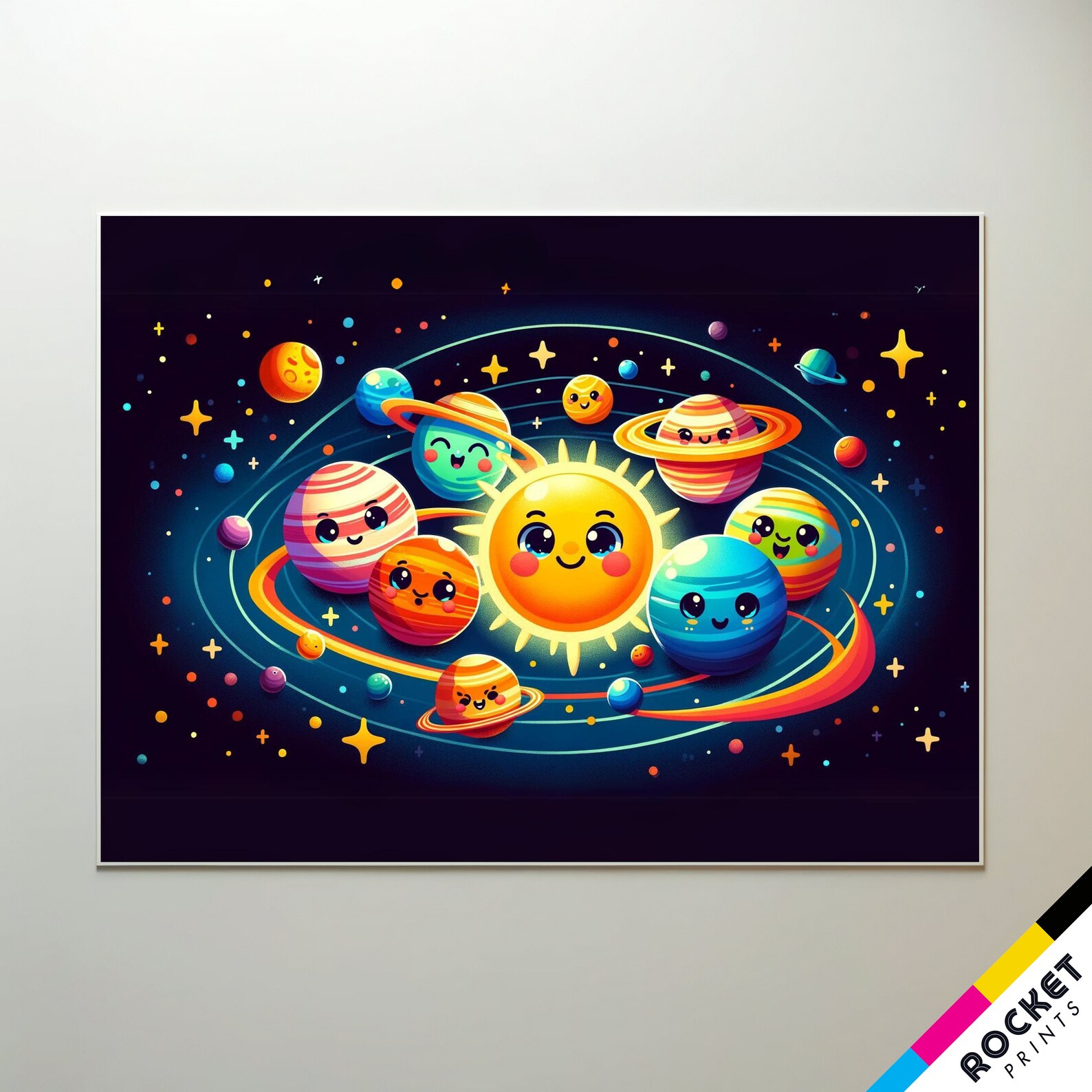 Playful Smiling Cartoon Planet Poster for Kids' Room – Colorful Solar ...