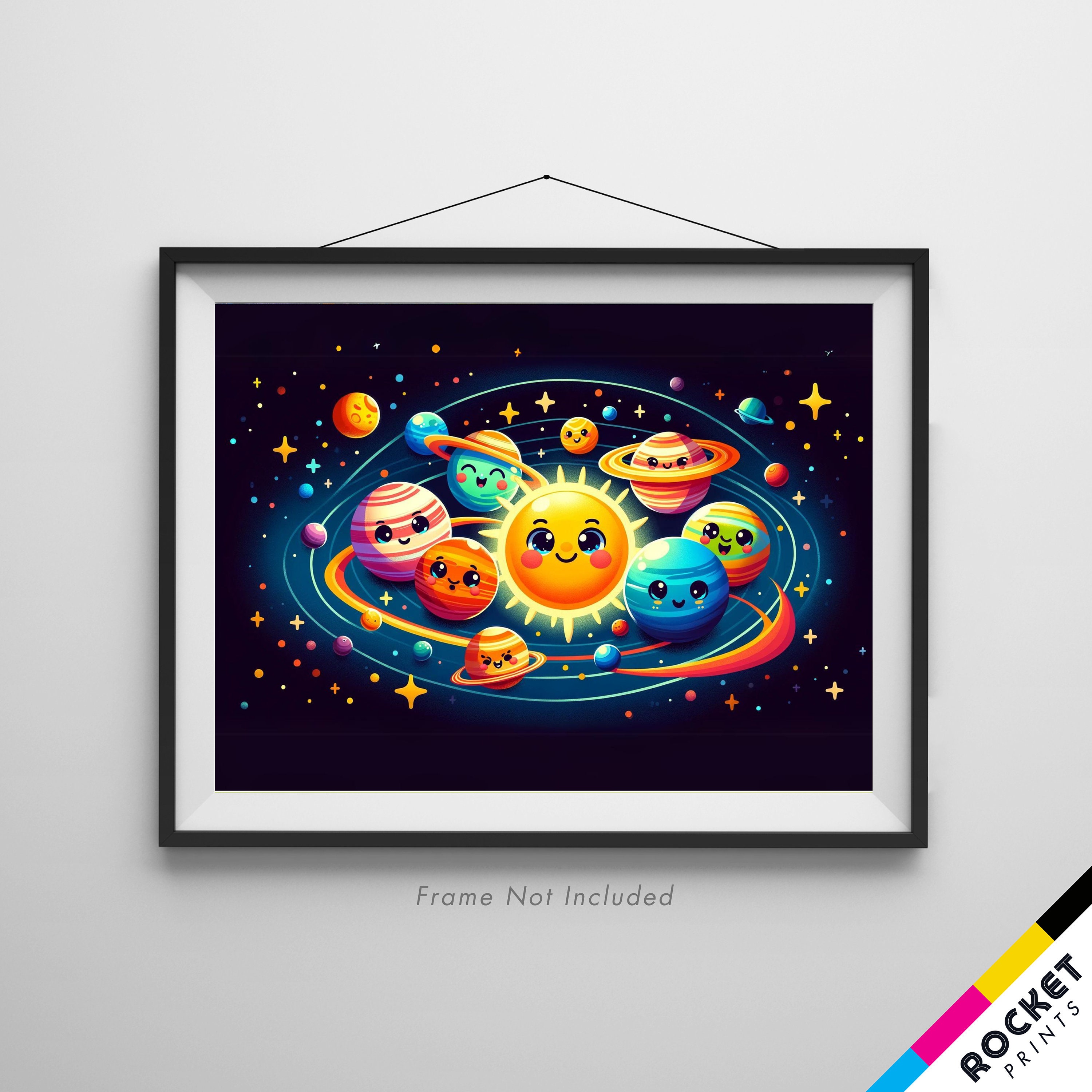 Playful Smiling Cartoon Planet Poster for Kids' Room – Colorful Solar ...