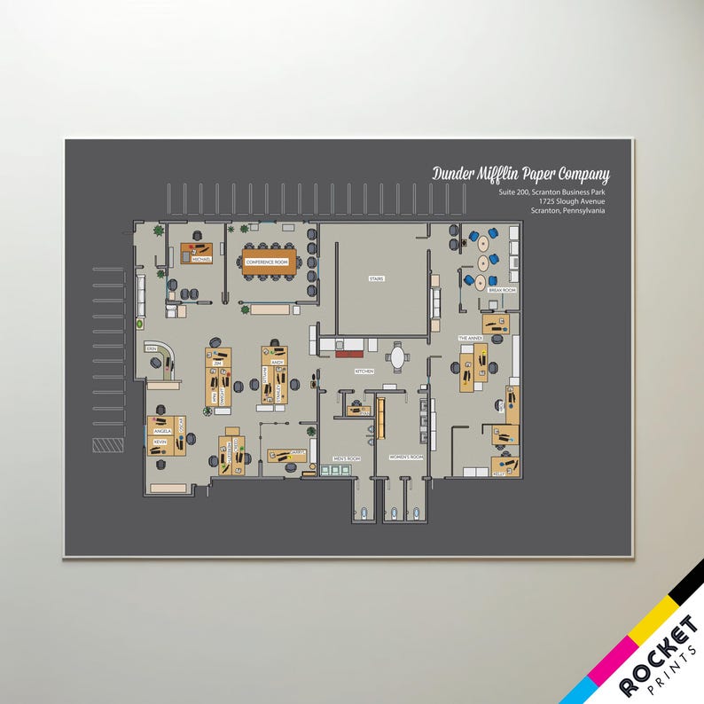 Dunder Mifflin Paper Company Floor Plan Poster Print - Etsy