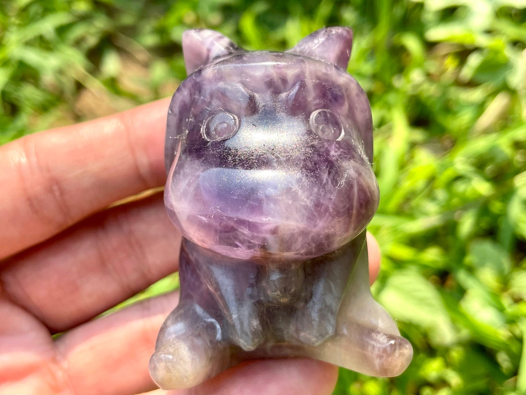 Natural Dreamy Amethyst Hippo,hand Carving Skull,crystal Hippo Skull ...