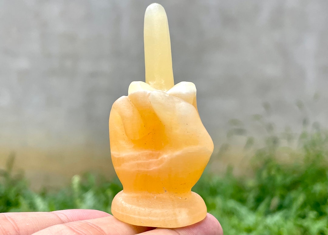 2.8" Natural Geode Stone Middle Finger,crystal Hand Carved Finger ...