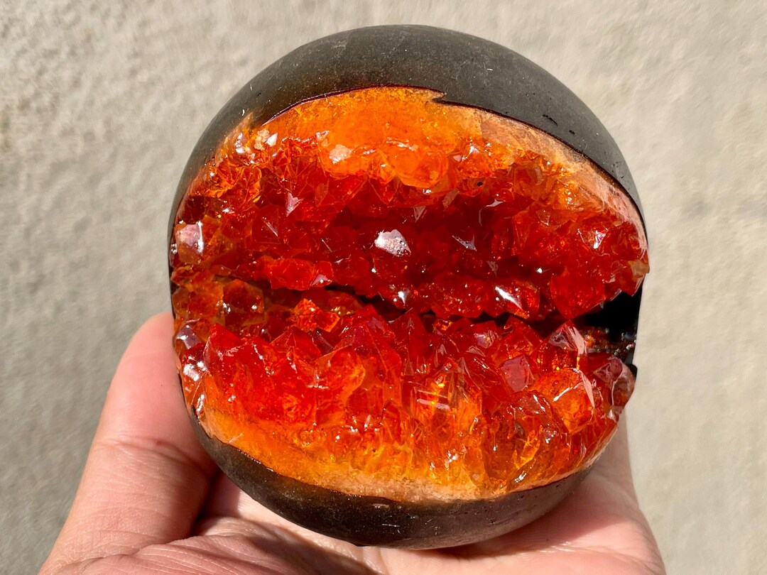 Yellow Quartz Crystal Geode Ball: Home Decor, Healing Gift - Etsy