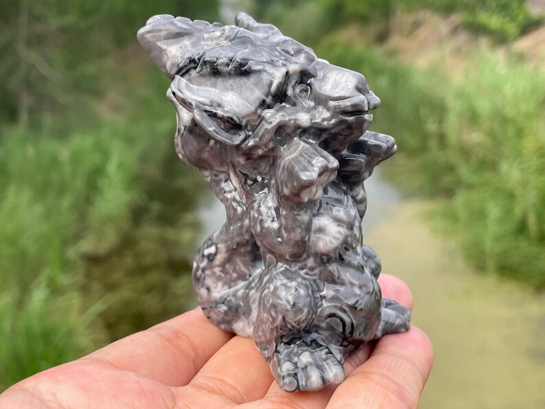 Picasso Stone Dragon Skull: Hand Carved Crystal Healing Decor - Etsy