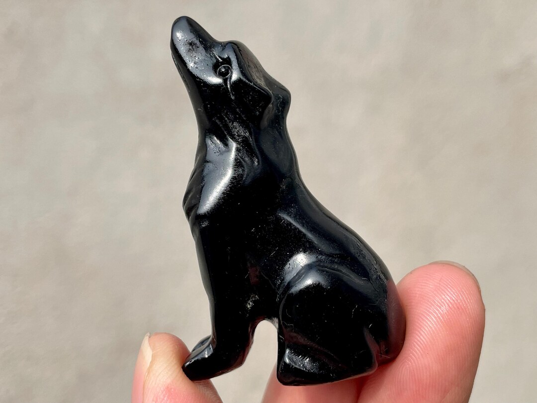 Obsidian Wolf Skull Carving: Natural Crystal Home Decor (2 Inch) - Etsy