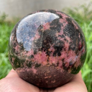 3.5" Natural Rhodonite Ball,quartz Crystal,crystal Sphere,hand Carved ...