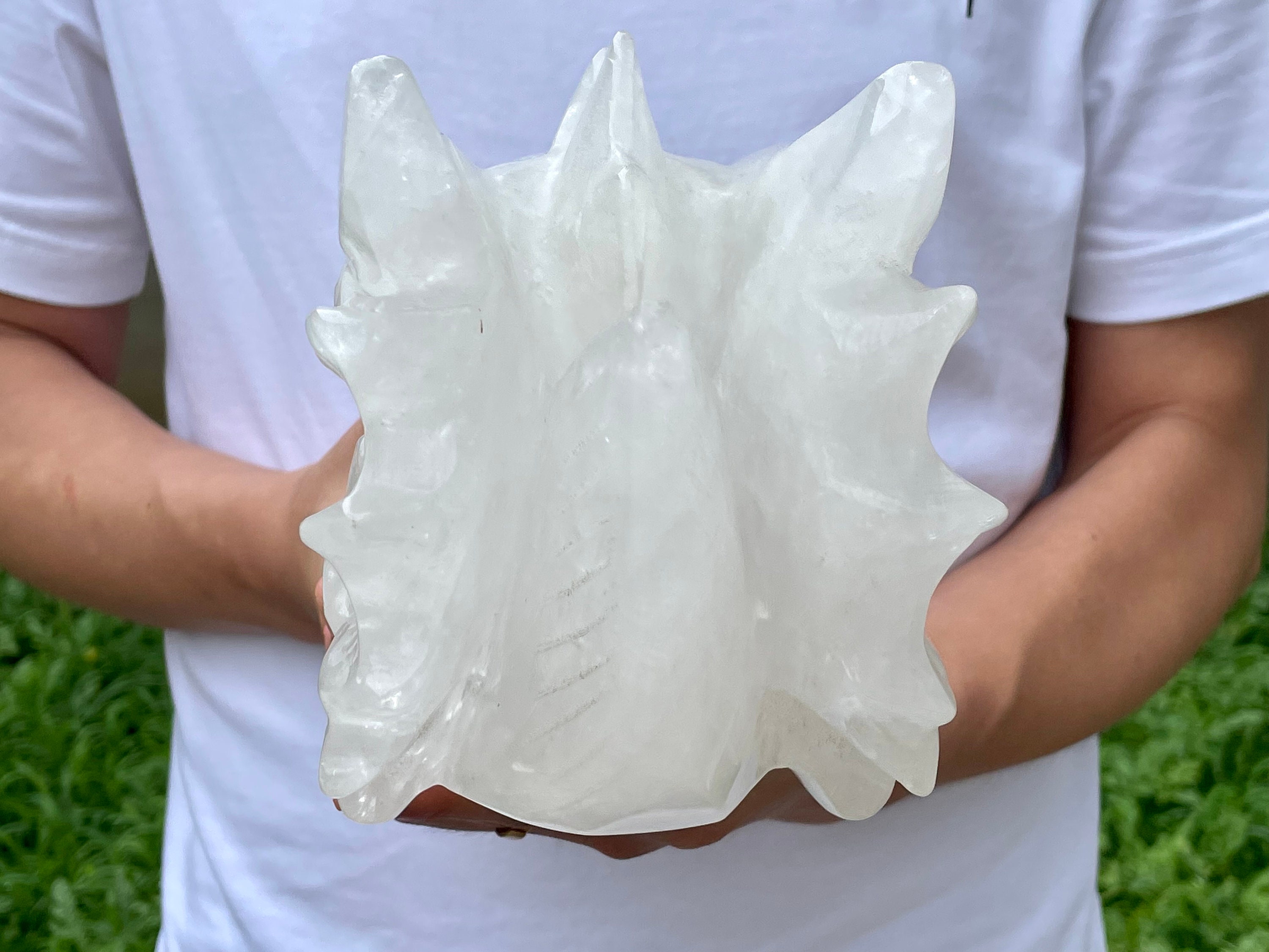 6.8''top Natural White Quartz Dragon Head,quartz Crystal Dragon Skull ...