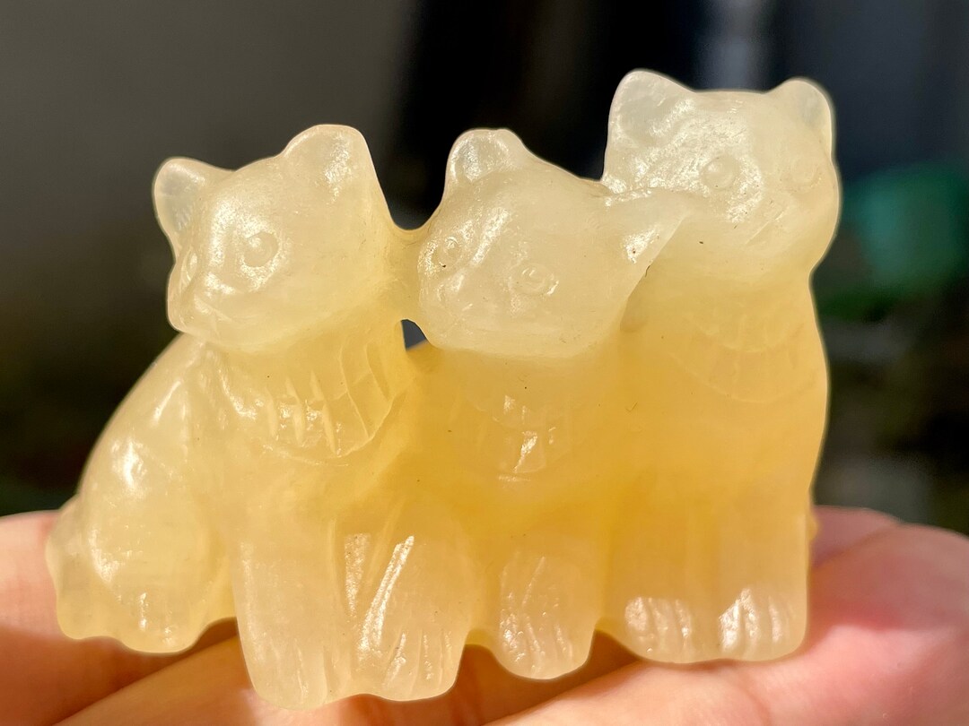 2.3''+geode Stone Cat,quartz Crystal Cat Skull,hand Carved Cat,home ...