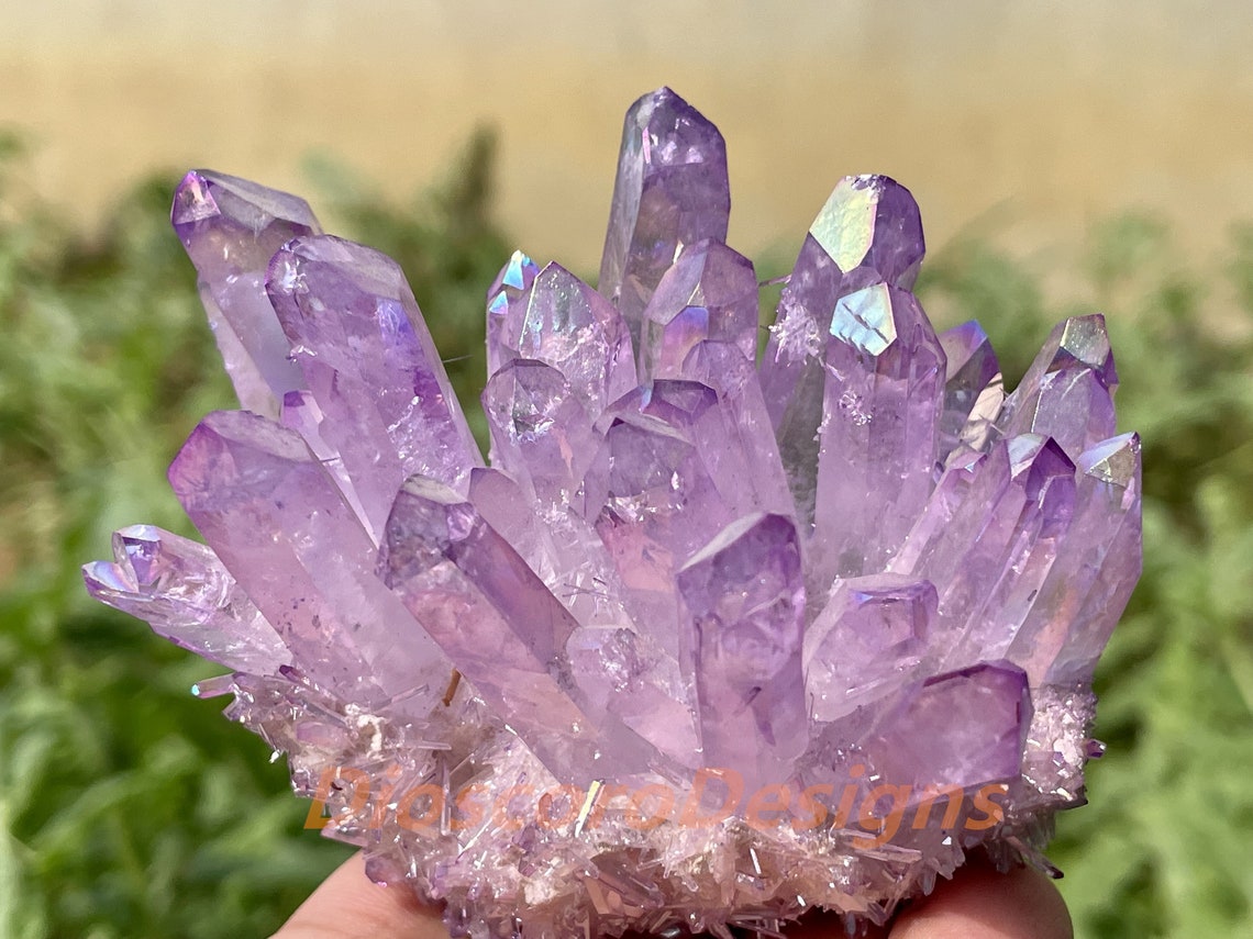 Purple Titanium Quartz Crystal Cluster Specimen: Home Decor, Energy ...