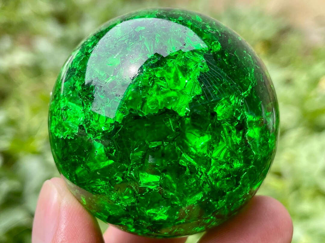 1.9''+ Green Ball Aura Crackle Glass Sphere,crystal Ball,explode Glass ...