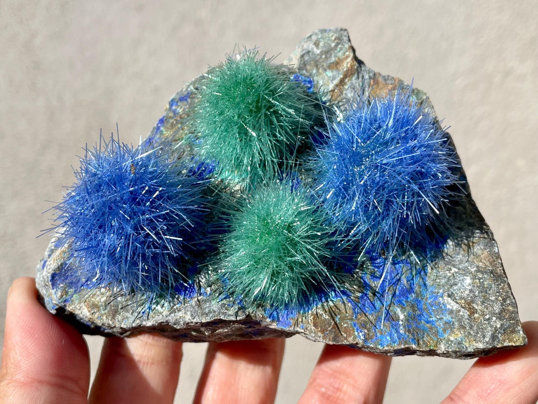 Azurite Quartz Specimen Cluster,quartz Cluster,green Needle Ball ...