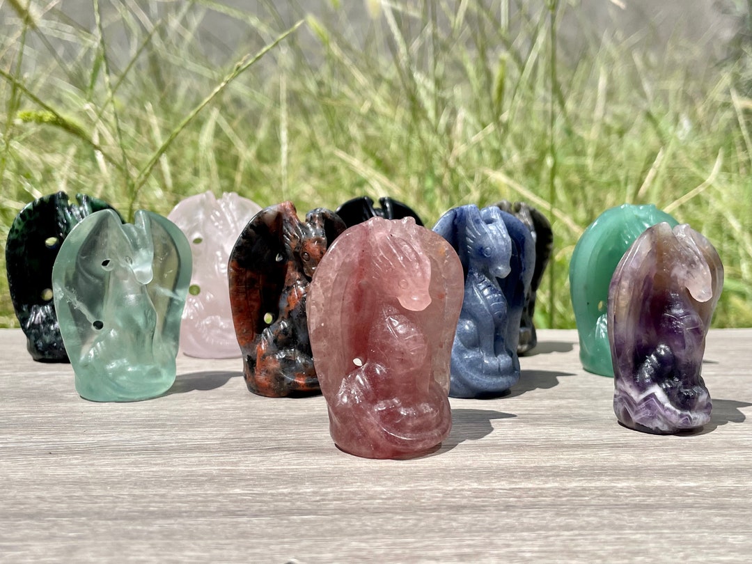 Hand Carved Quartz Crystal Dragon: Healing Stone Decor - Etsy