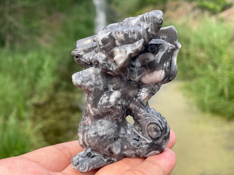 Picasso Stone Dragon Skull: Hand Carved Crystal Healing Decor - Etsy