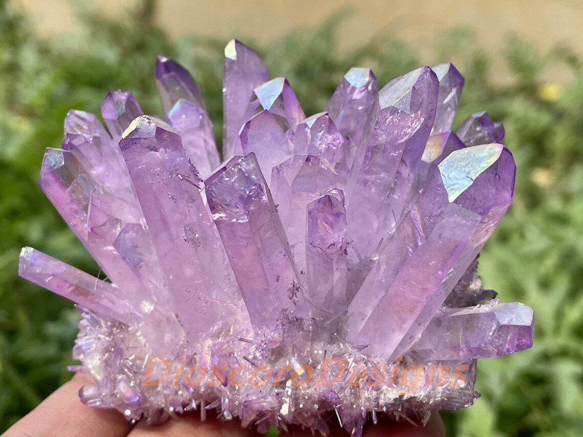 Purple Titanium Quartz Crystal Cluster Specimen: Home Decor, Energy ...
