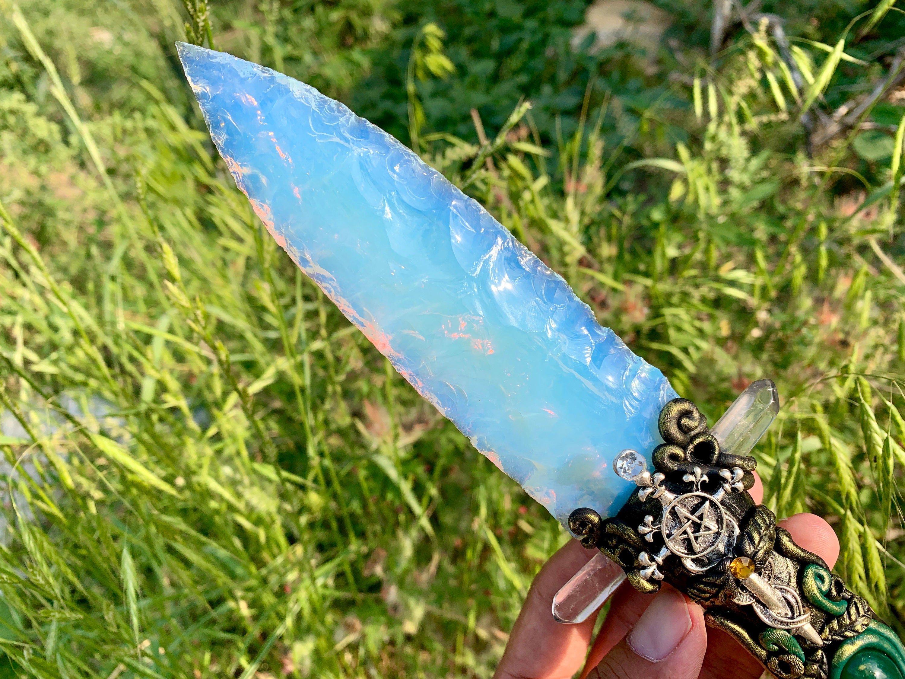 9.8hand Carved Knife Crystal Diy Knife Home Decoration Opal Diy Dagger ...
