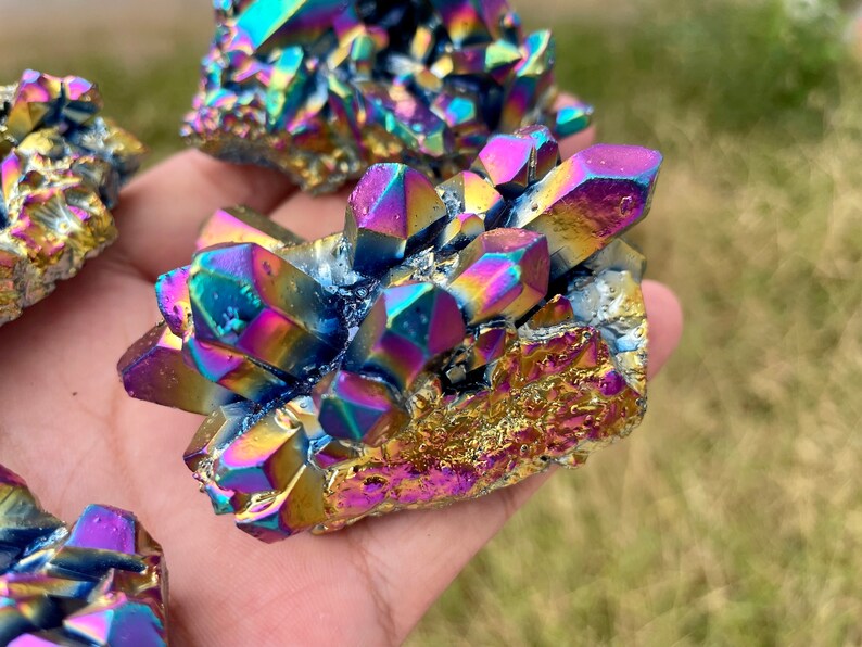 Rainbow Titanium Quartz Cluster: Energy Healing Crystal Decor - Etsy