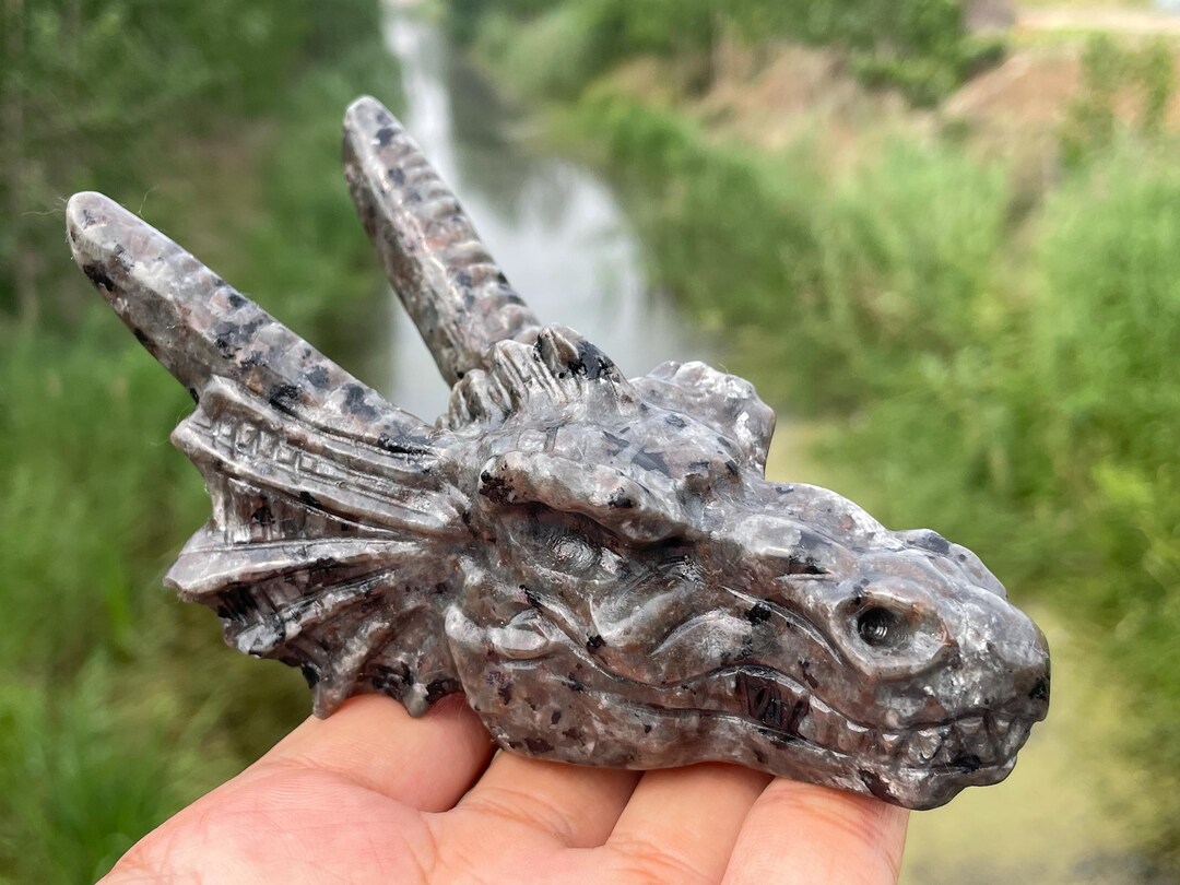 Yooperlite Dragon Skull: Hand Carved Crystal Sculpture (5.3") - Etsy