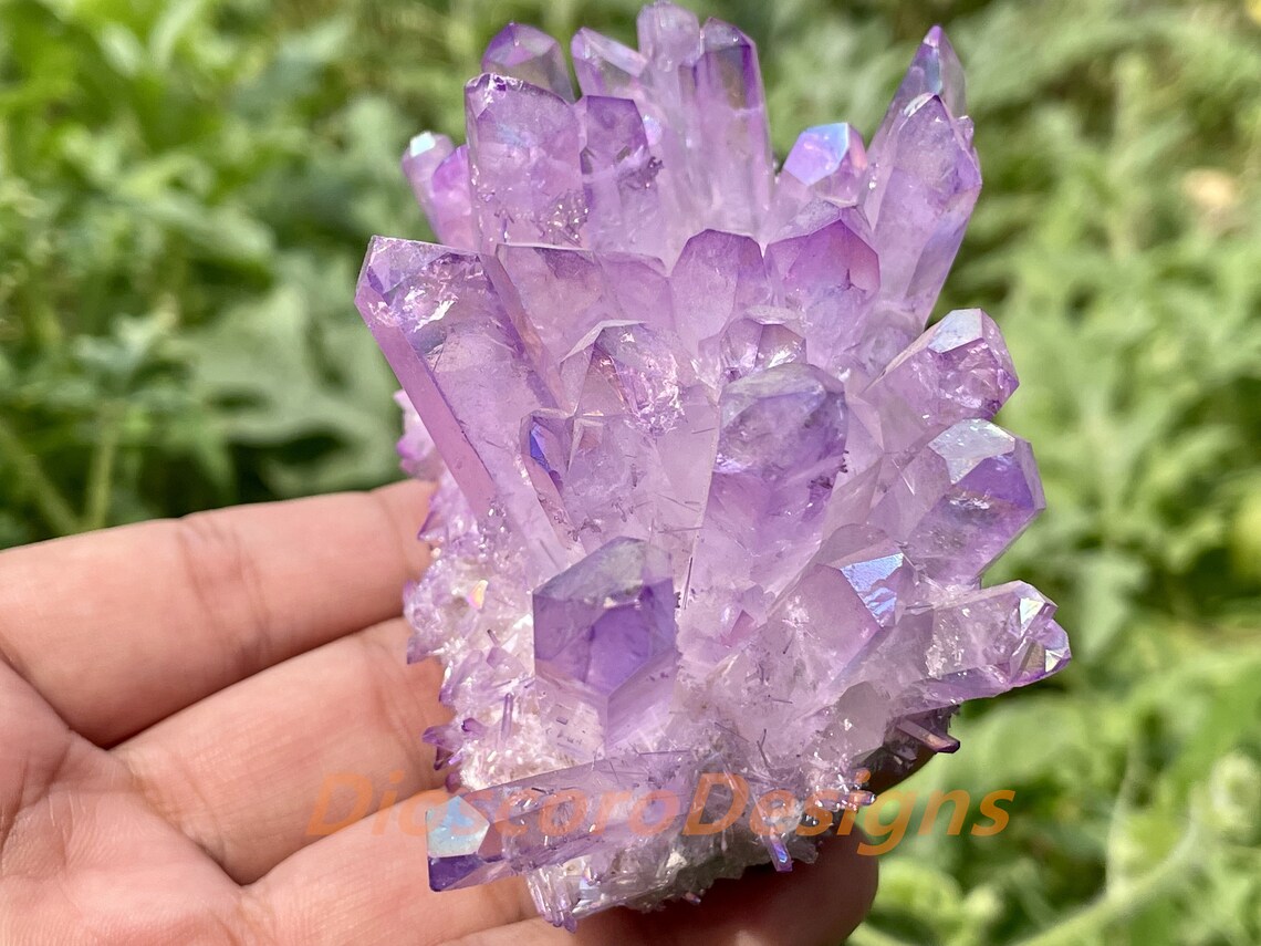 Purple Titanium Quartz Crystal Cluster Specimen: Home Decor, Energy ...