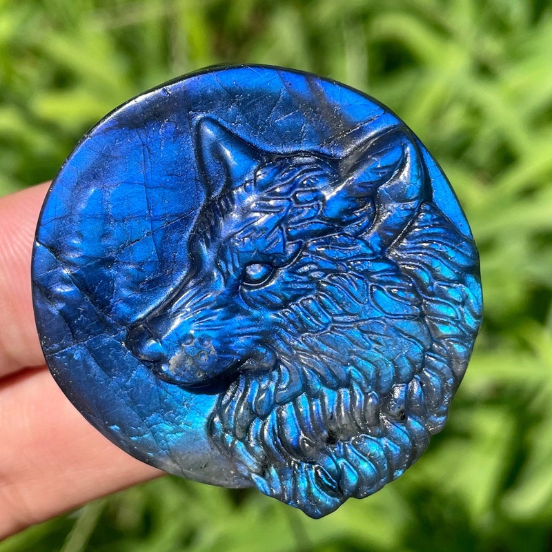 Crystal Wolf on Skull - Etsy