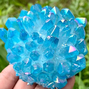 Blue Titanium Quartz Crystal Cluster Specimen, Rainbow Home Decor - Etsy