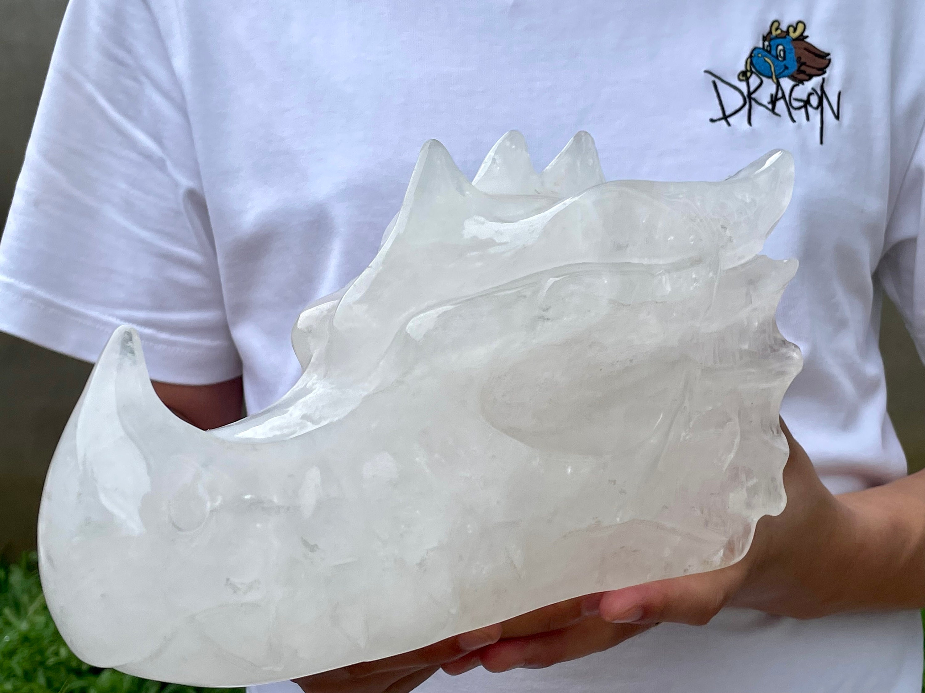 6.8''top Natural White Quartz Dragon Head,quartz Crystal Dragon Skull ...