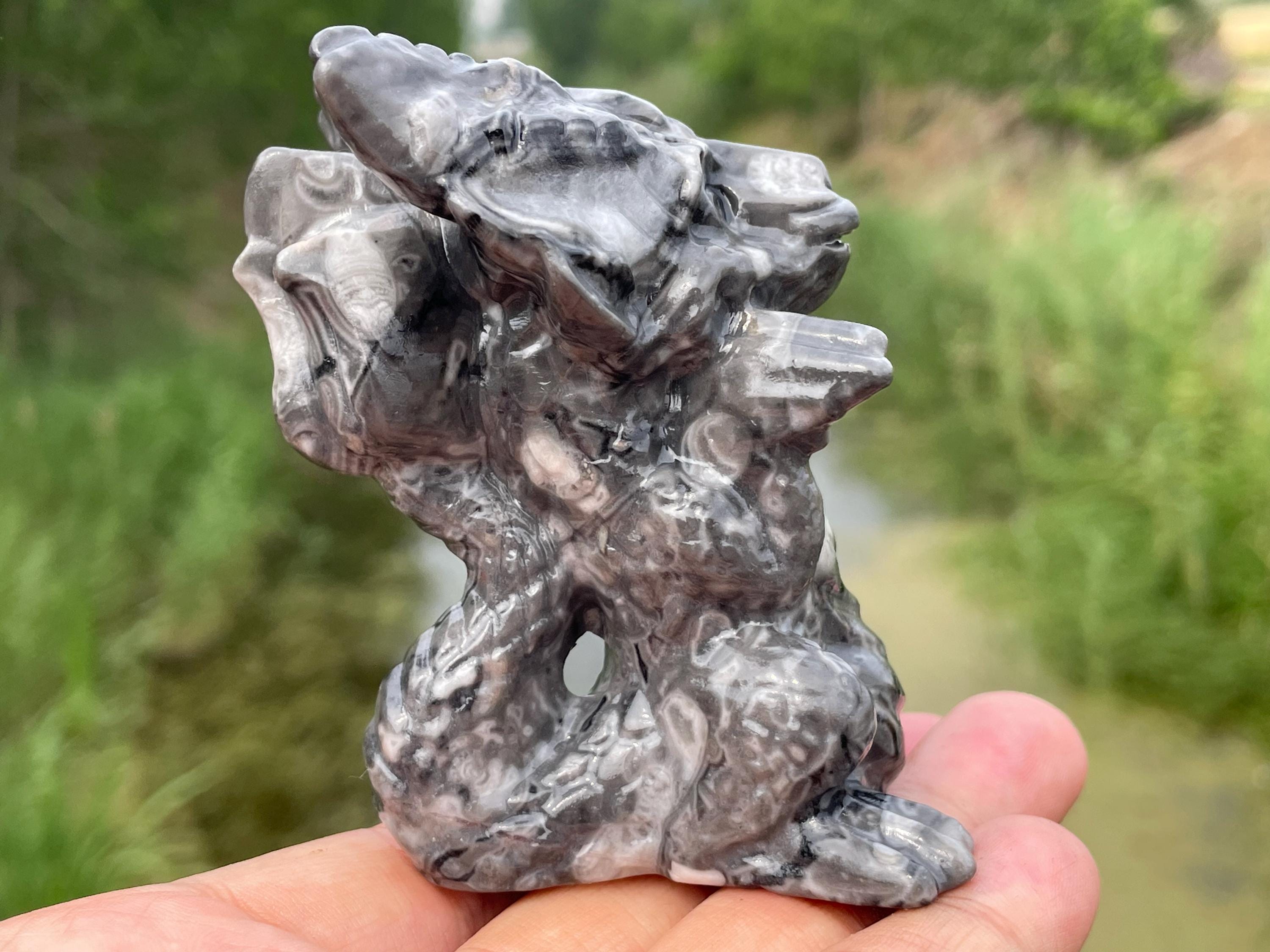 Picasso Stone Dragon Skull: Hand Carved Crystal Healing Decor - Etsy